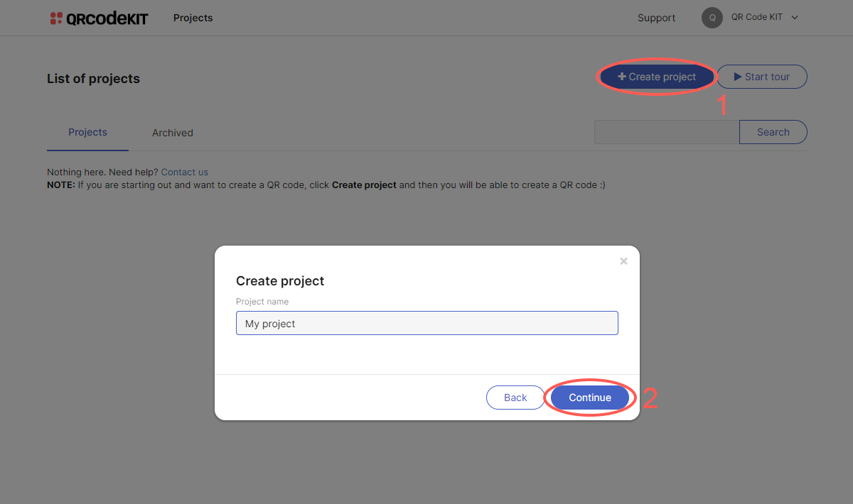 How to create a project