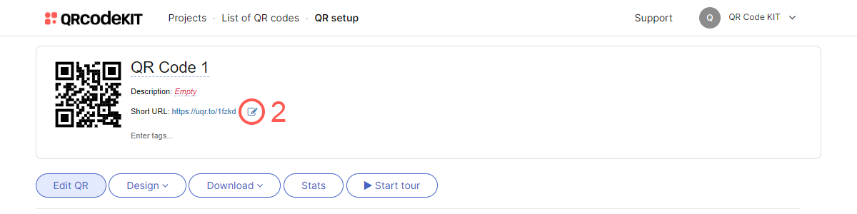 How to edit the short URL of a QR Code