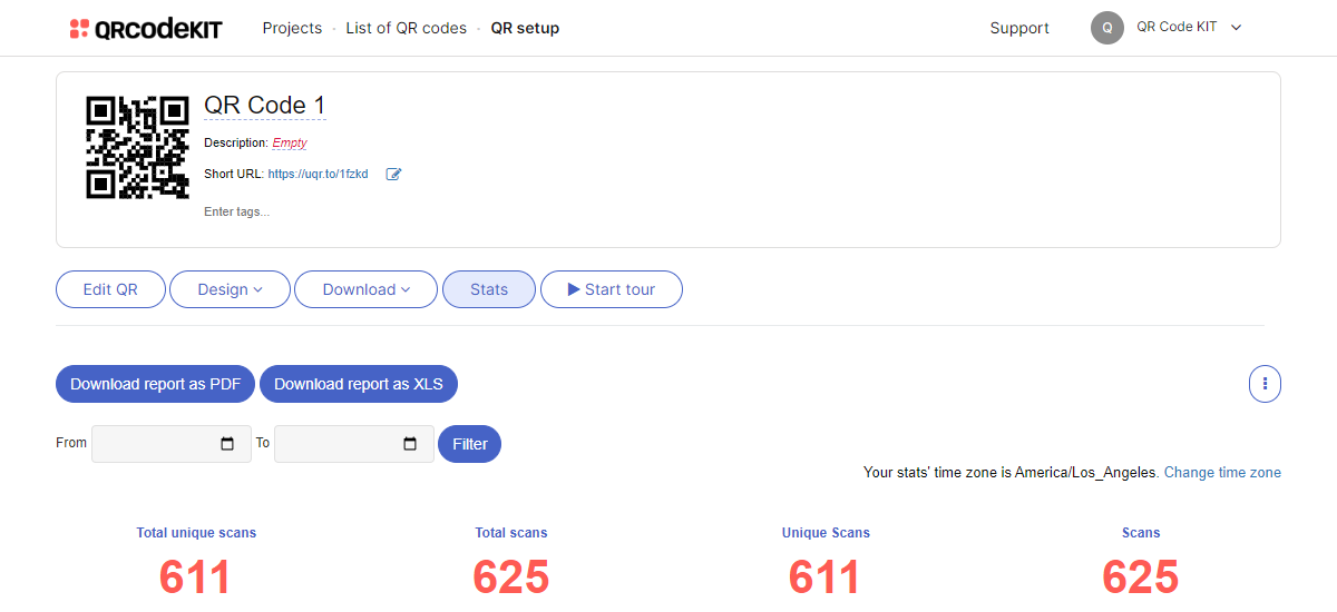 How to reset the statistics of a QR Code