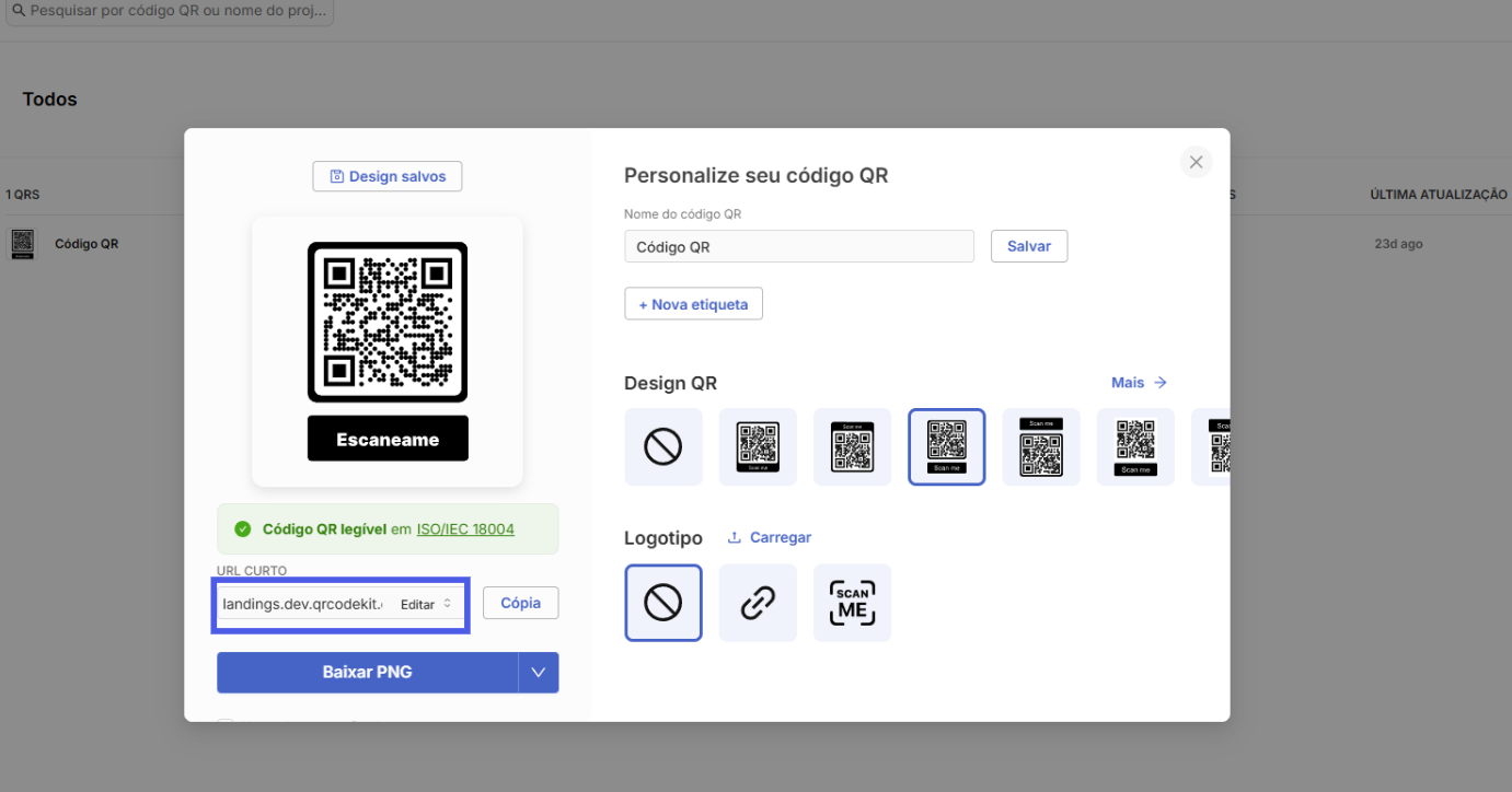 NOVO - Como editar a URL curta de um código QR